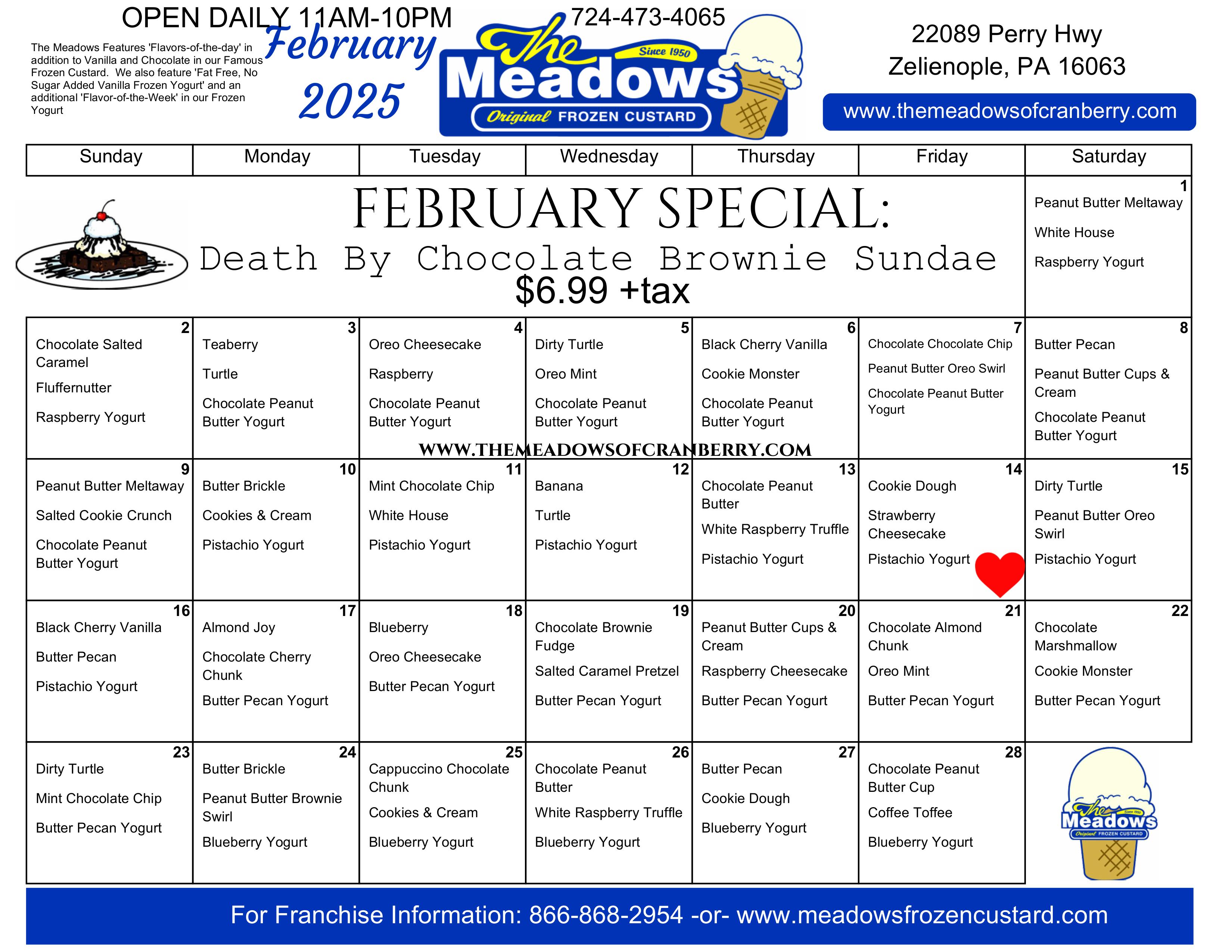 The Meadows Frozen Custard of Cranberry – 724-473-4065